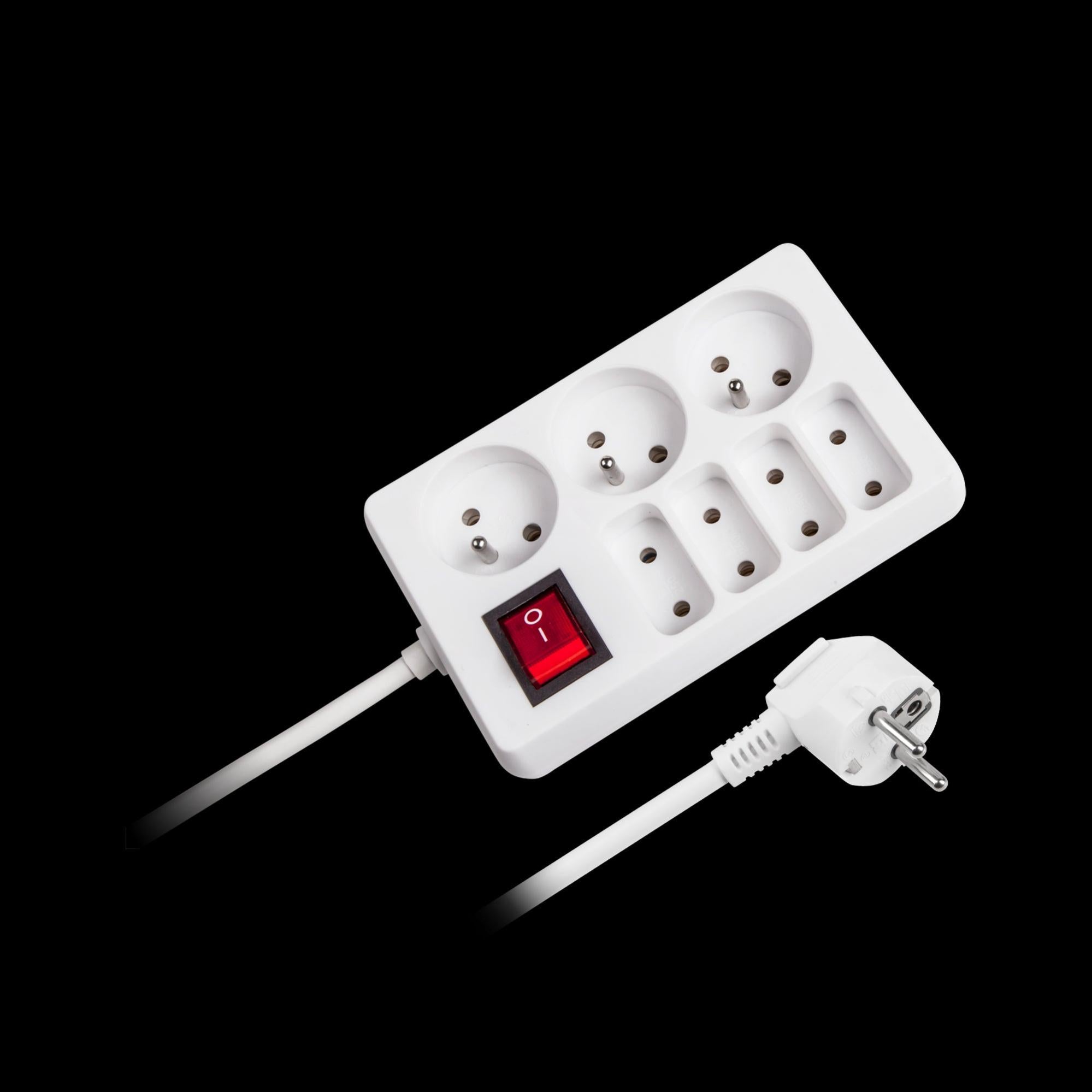 Rallonge électrique Rebel 7 prises avec interrupteur, 3m (1.5mm ...
