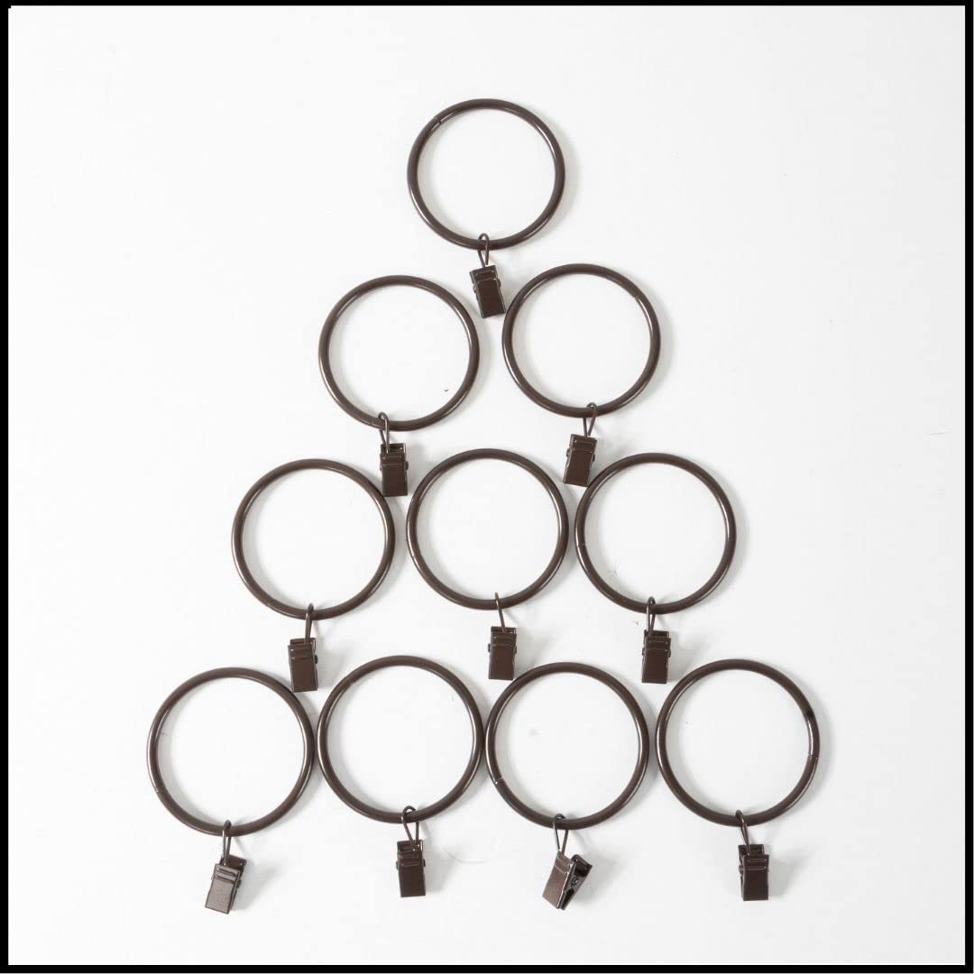 Maison Desyne 35 mm Lot de 10 Anneaux Rideaux avec Pinces - Marron ...