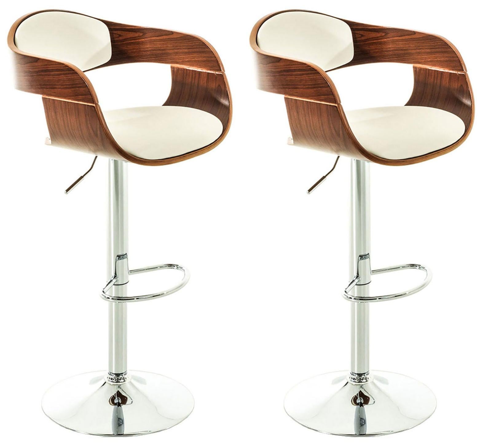 Set de 2 chaises hautes de bar avec repose-pied design moderne noyer et ...