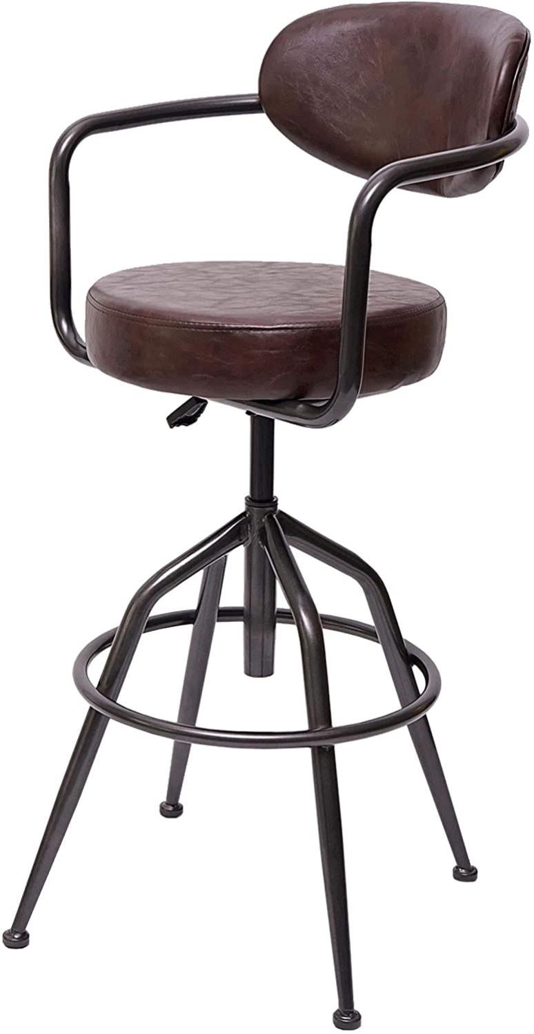 1x tabouret de bar pivotant style industriel réglable en hauteur marron ...