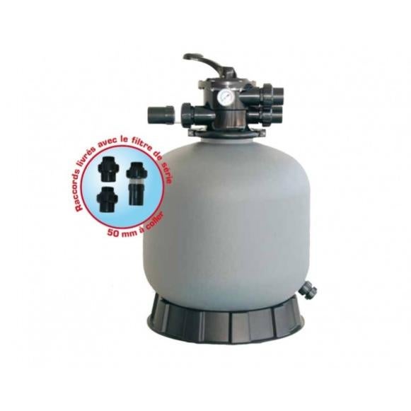 Filtre à sable Soufflé en PEHD ViPool vanne Top FT15 15 m3/h Ø 50 mm avec vanne 6 voies | Leroy ...