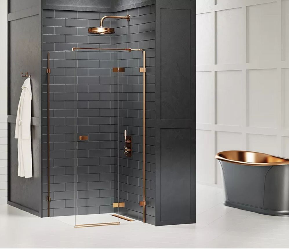Box doccia 90x70cm rame spazzolato, girevole a destra TAHITI RAME ...