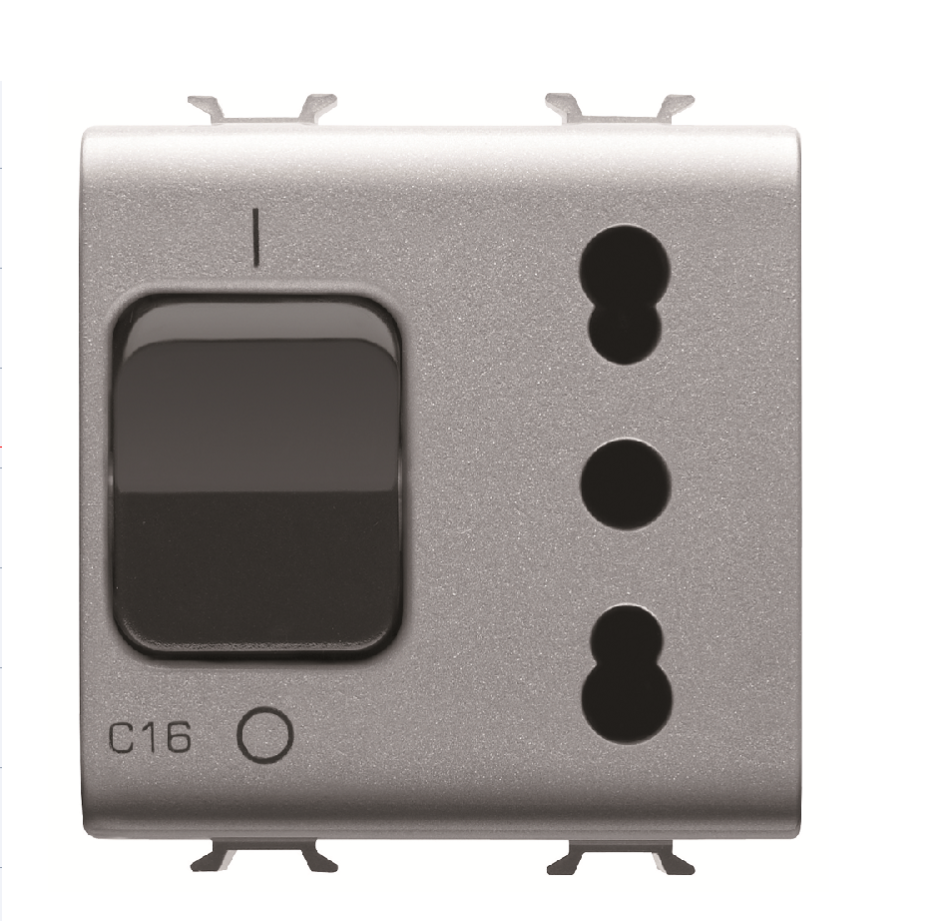 PRESA INTERBLOCCATA - 2P+T 16A - P17-P11 - CON INTERRUTTORE MAGNETOTERMICO 1P+N 16A - 230V ac ...