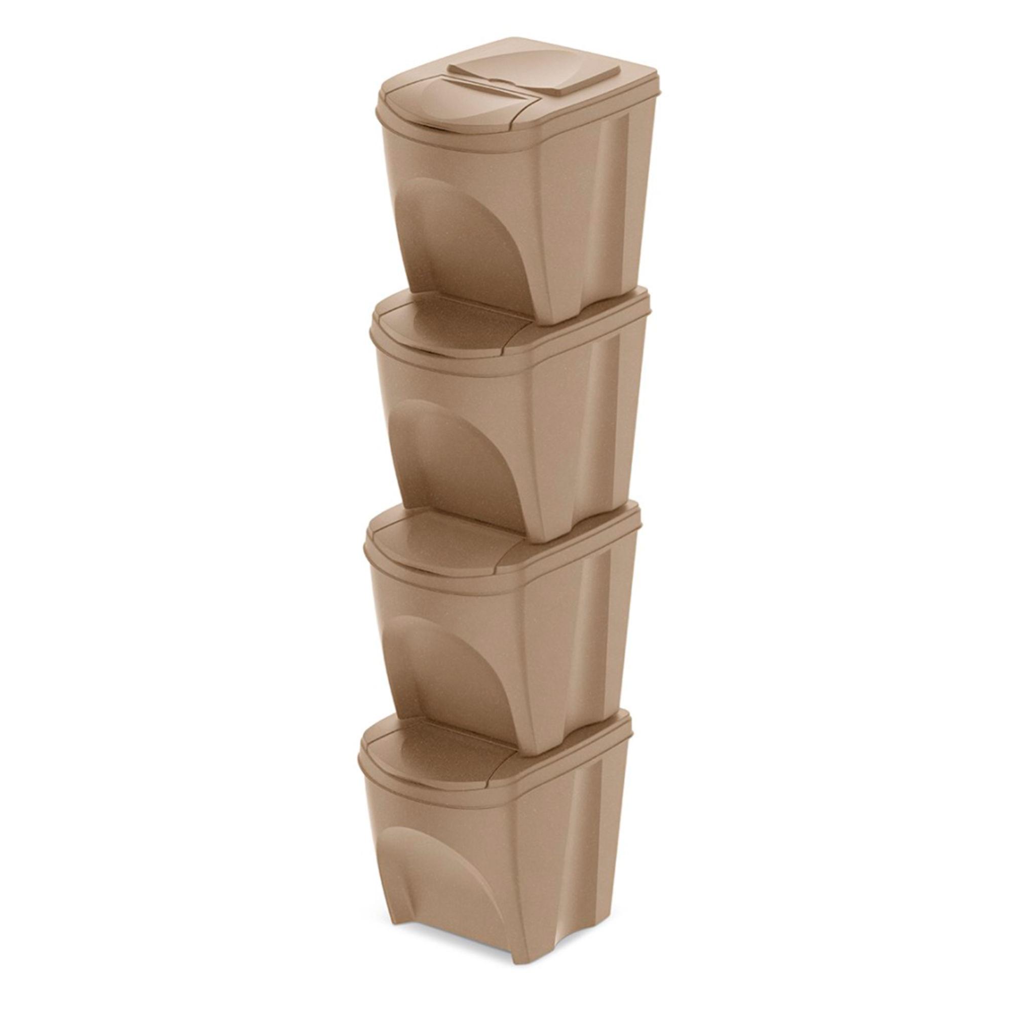 Set de 4 cubos de basura KEDEN SORTIBOX de reciclaje 100L Marrón ...