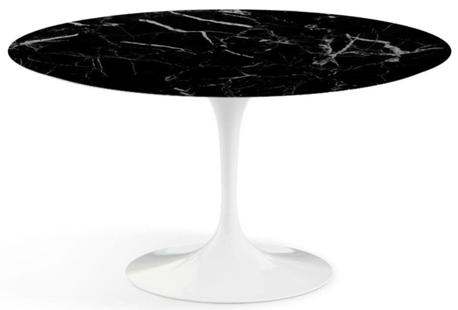 Table tulipe ronde en marbre-Plateau Marbre noir Marquinia-Diamètre 130 ...