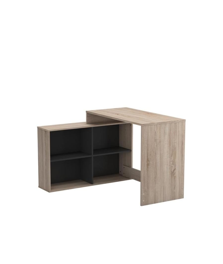 MESA CON ESTANTES KAPPA - Roble / Negro | Leroy Merlin