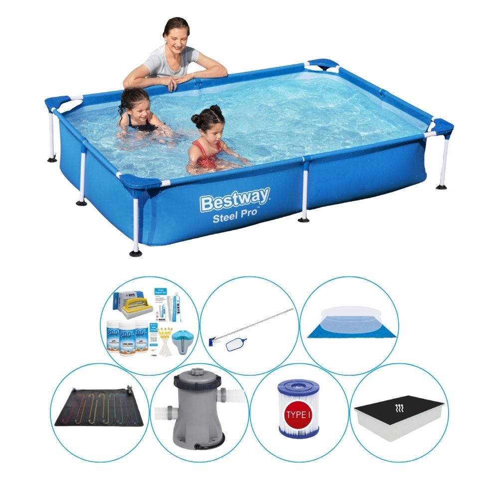 Bestway Steel Pro Rectangulaire 221x150x43 cm - Bundle de piscine ... Bestway Steel Pro Rectangulaire 221x150x43 cm - Bundle de piscine ...