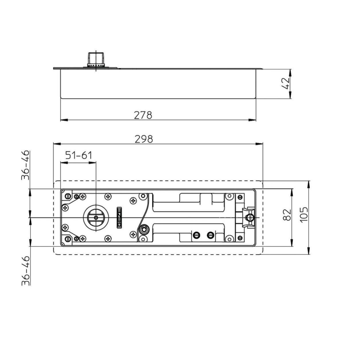 Pivot TS 500 NV force 3 axe rectangulaire arrêt 90 - GEZE - 104 028 ...