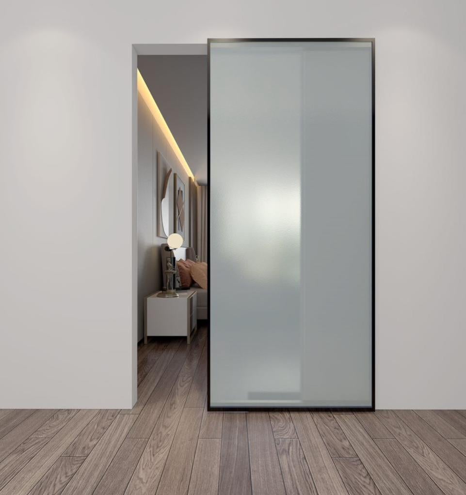 PORTA SCORREVOLE ESTERNA BINARIO MAGICAL INVISIBILE IN VETRO PROFILATA ...