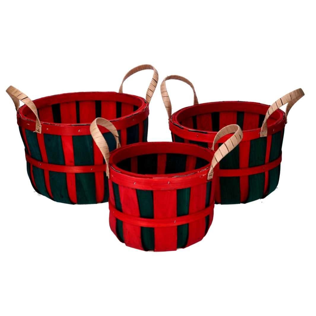Wicker basket 1-3 green and red round cmø28h18 | Leroy Merlin
