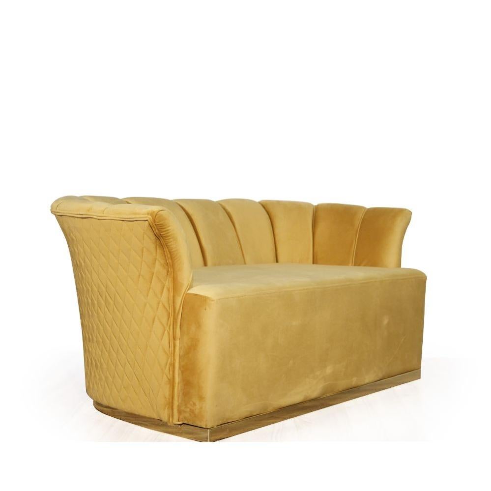 Divano 2 posti Argentario velluto mostarda | Leroy Merlin