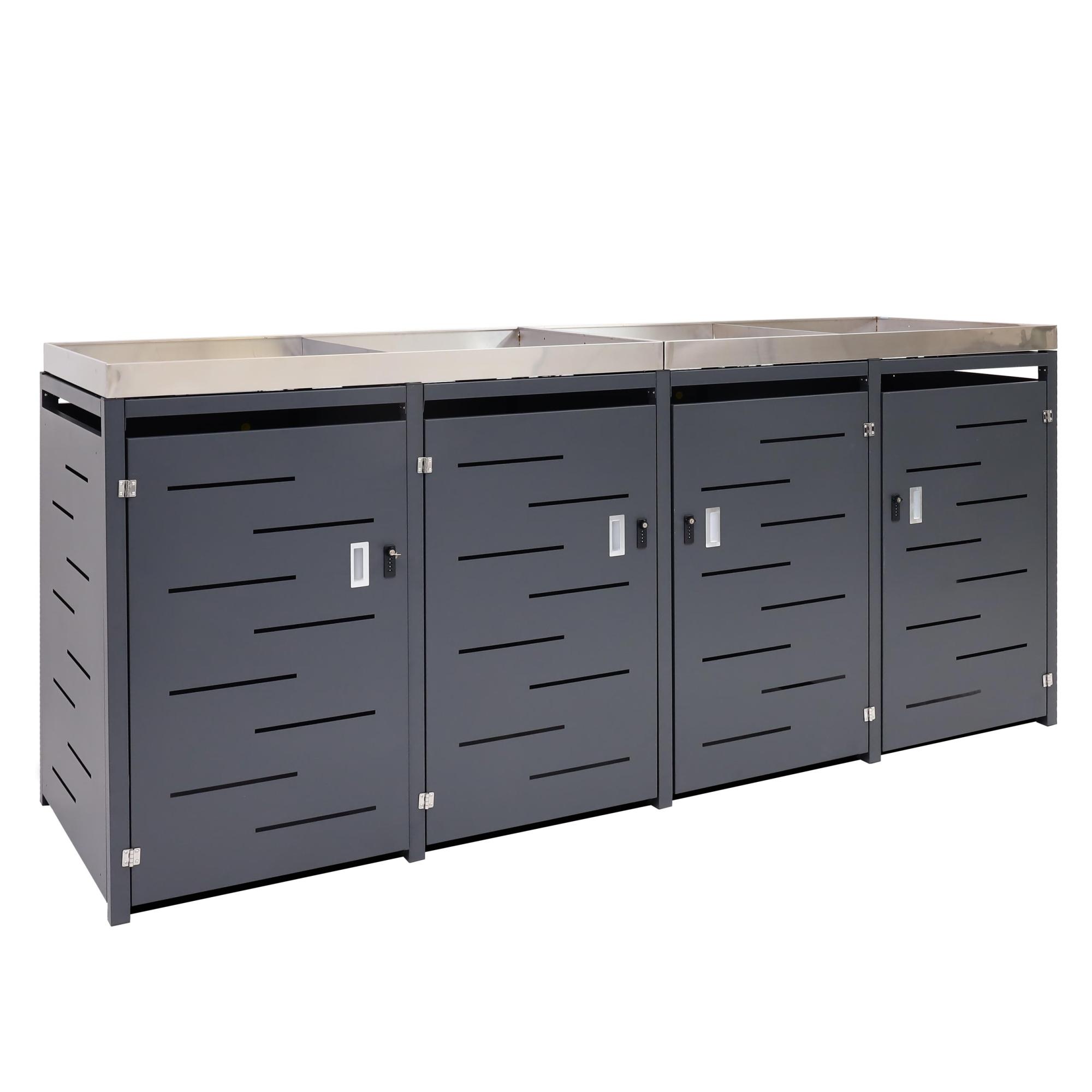 4x copribidoni box spazzatura rifiuti HWC-H40 84x264x125cm acciaio zincato | Leroy Merlin
