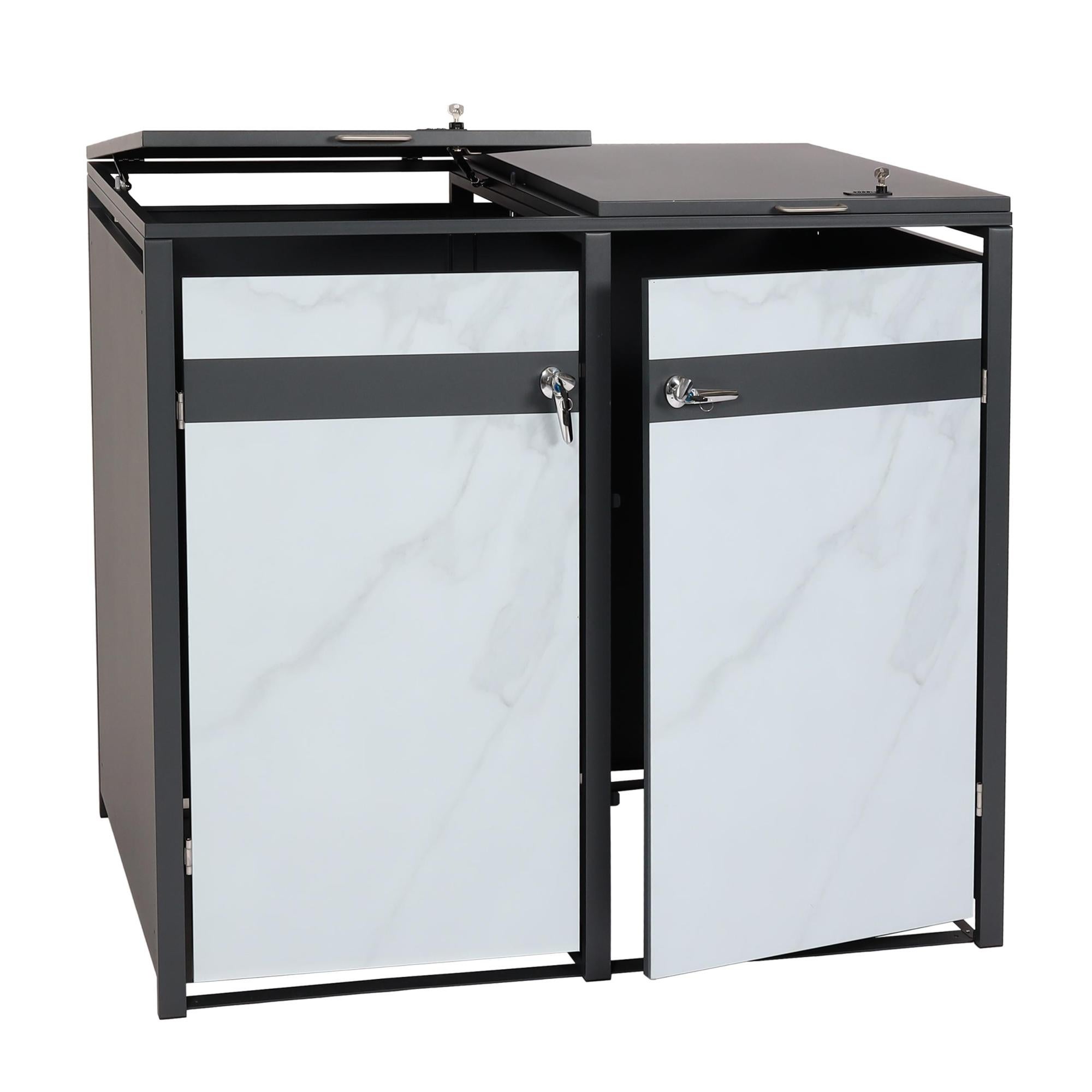 Set 2x copribidoni box spazzatura rifiuti HWC-J82 80x132x117cm acciaio ...