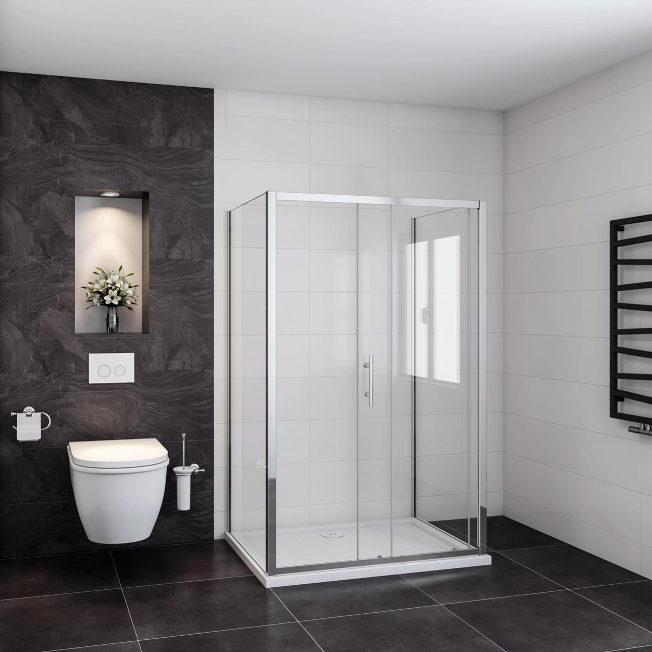 185 cm Box Doccia a Tre Lati Porta Scorrevole con Due Pareti Laterali 70x120x70 cm Vetro ...