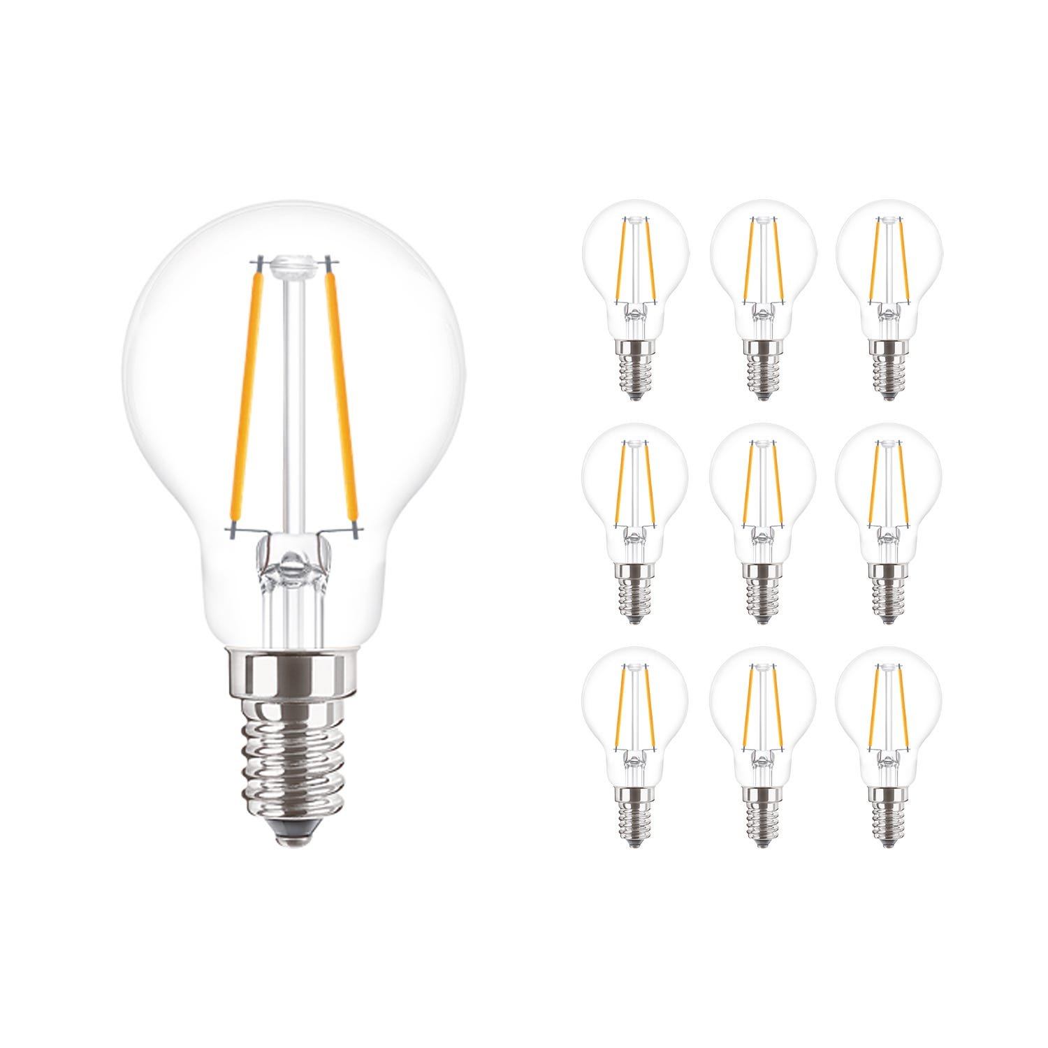 Lot 10x Philips Corepro LEDluster E14 Boule Filament Claire 2W 250lm ... Lot 10x Philips Corepro LEDluster E14 Boule Filament Claire 2W 250lm ...