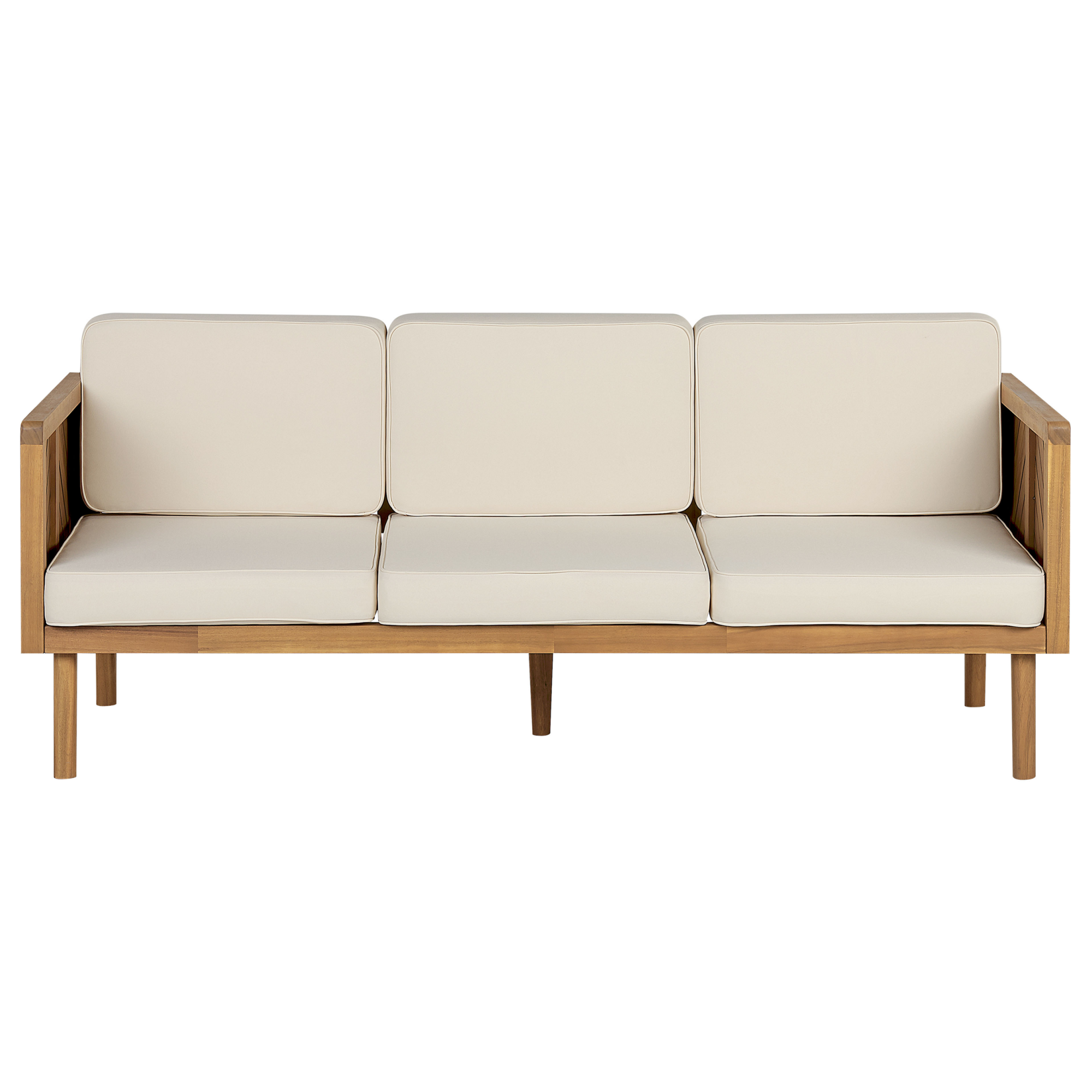 Divano da esterno 3 posti legno acacia chiaro e beige chiaro BARATTI ...