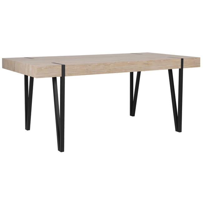 Tavolo da pranzo legno chiaro e nero 180 x 90 cm ADENA | Leroy Merlin Tavolo da pranzo legno chiaro e nero 180 x 90 cm ADENA | Leroy Merlin