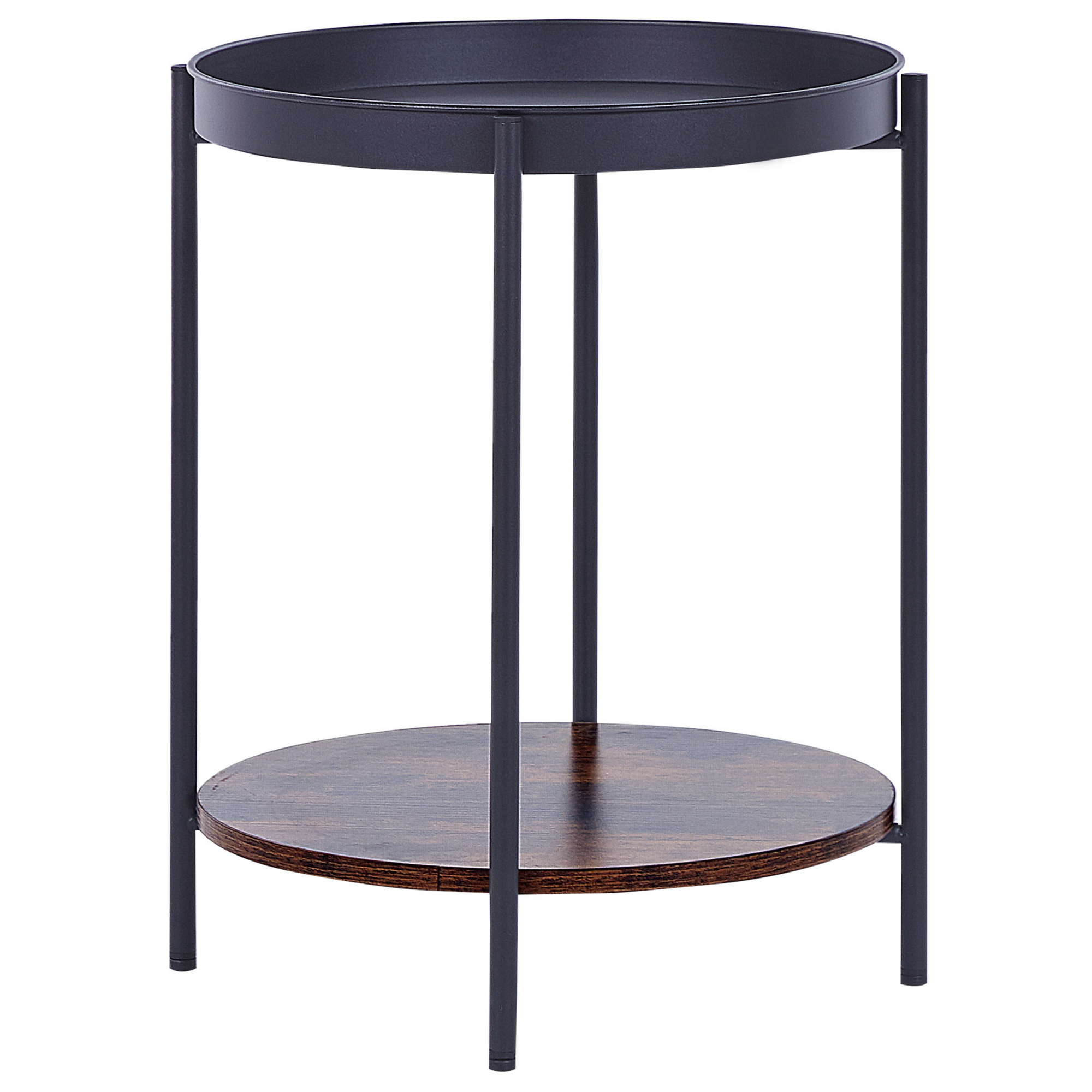 Tavolino metallo nero e legno scuro ⌀ 41 cm BORDEN | Leroy Merlin