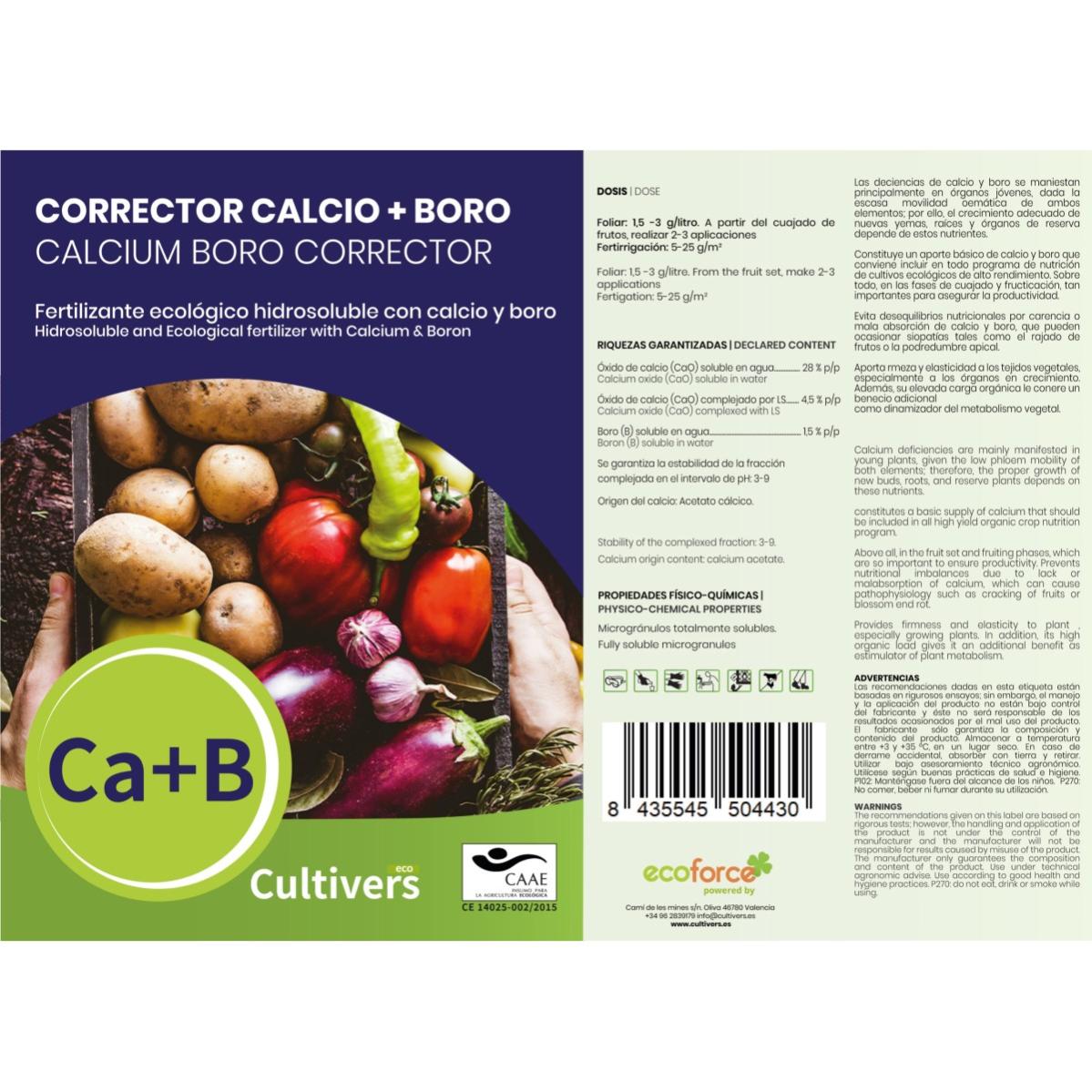 CULTIVERS Abono Calcio y Boro 5 kg. Fertilizante Ecológico 100% Soluble ...