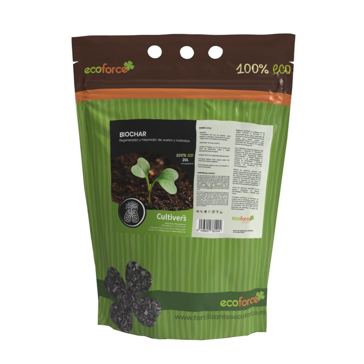 CULTIVERS Biochar 5 L (1 kg) di carbone vegetale per frutteto, prato ...