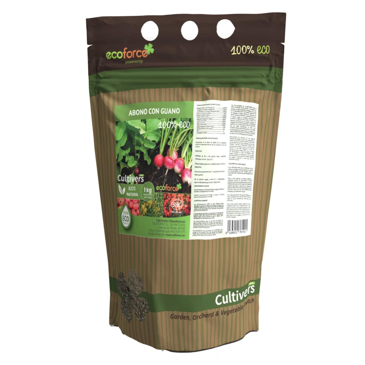 CULTIVERS Abono con Guano Pellets Ecológico 1 kg. Fertilizante ...