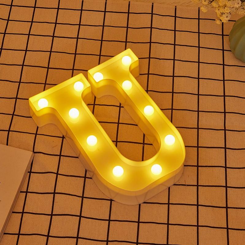 Letra LED "U" Iluminada con Luz Blanca Cálida, Altura 22cm ...