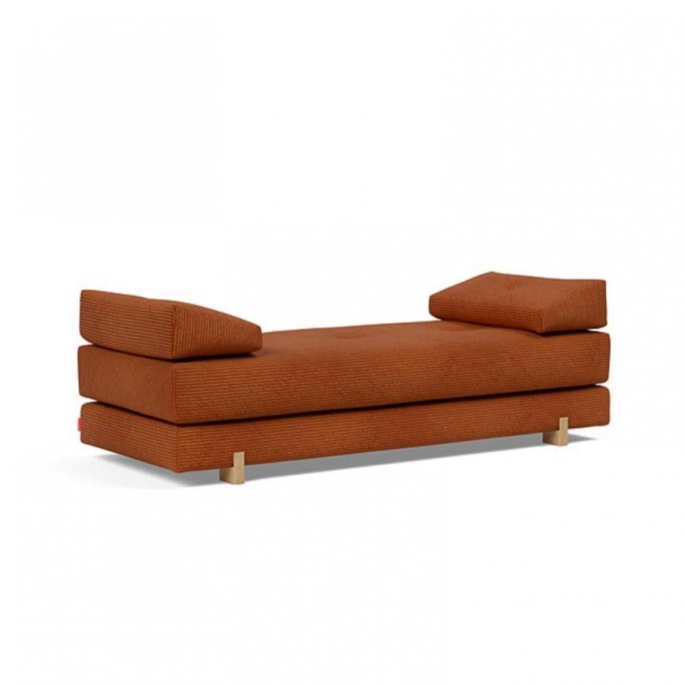 Méridienne design SIGMUND WOOD Burnt Orange convertible lit 160*200 cm ...