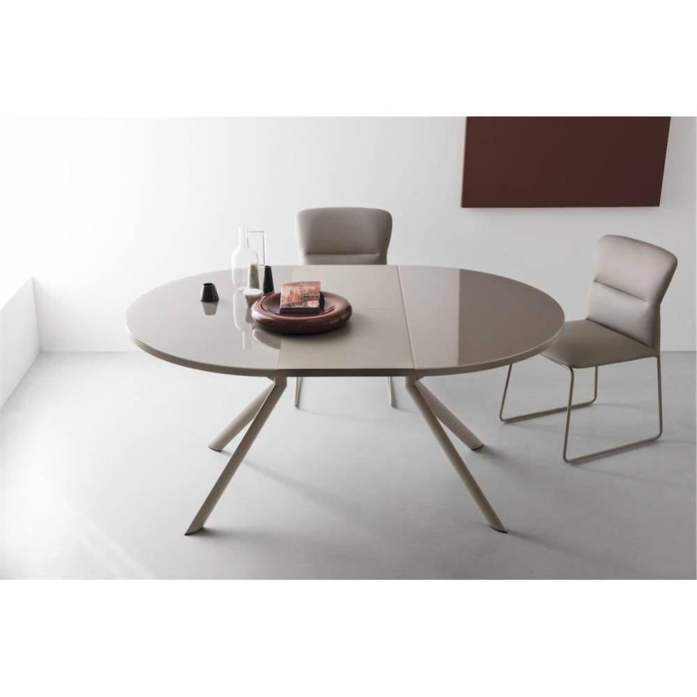 Table de repas extensible ronde TULIPE QUATTRO 120/165cm en verre ...