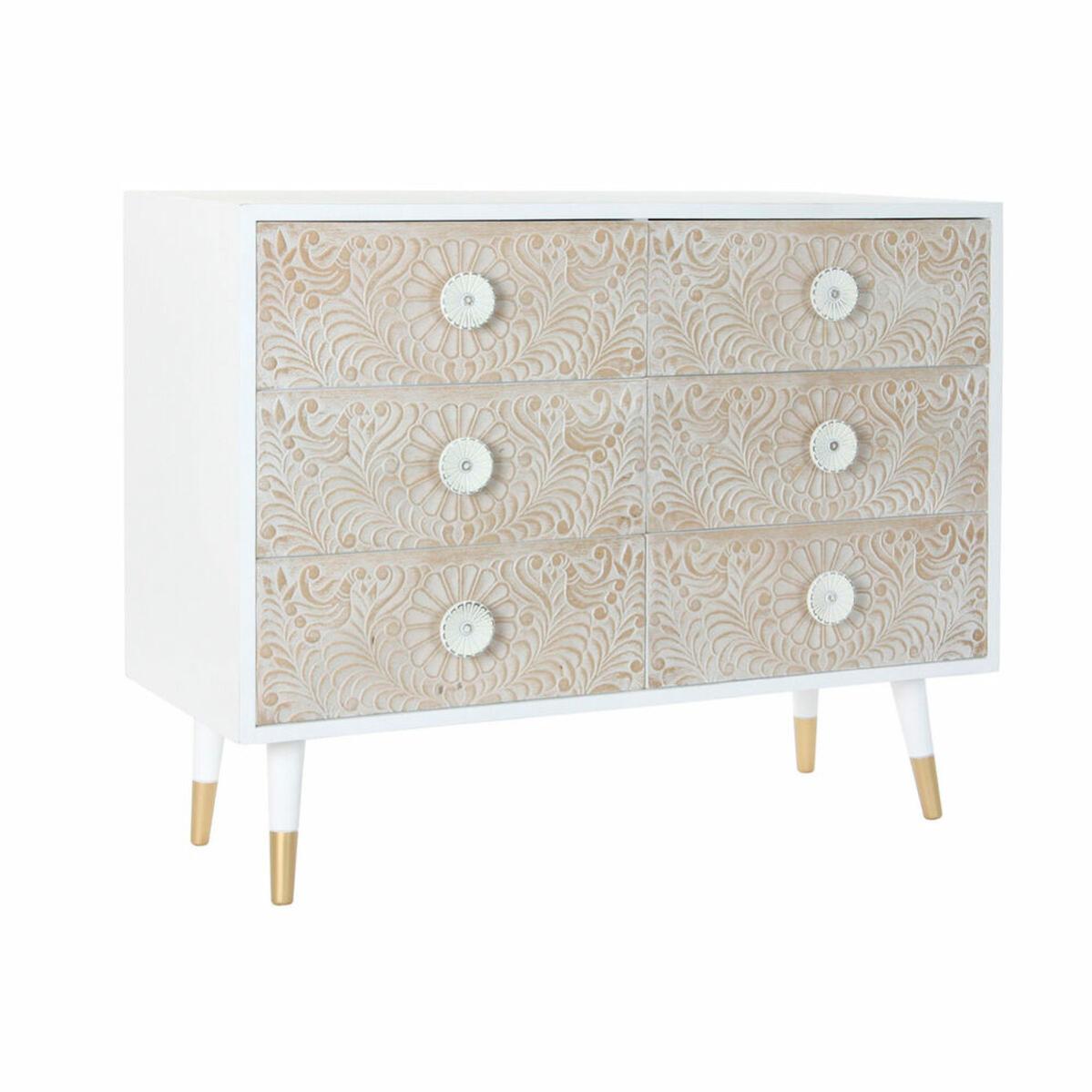 Cómoda DKD Home Decor 100 x 42 x 80 cm Abeto Blanco Plástico Marrón ...