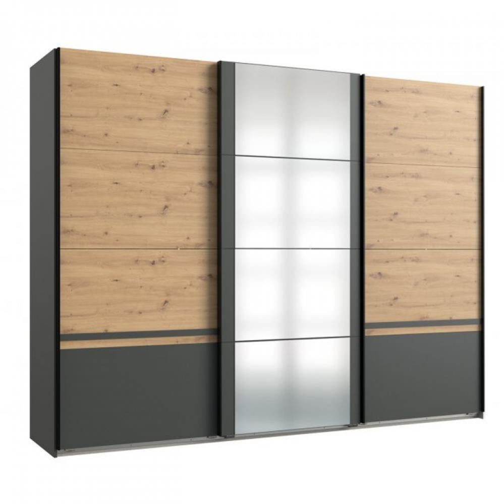 Armoire GIRBO graphite et chêne artisan portes coulissantes 270 x 210 ...
