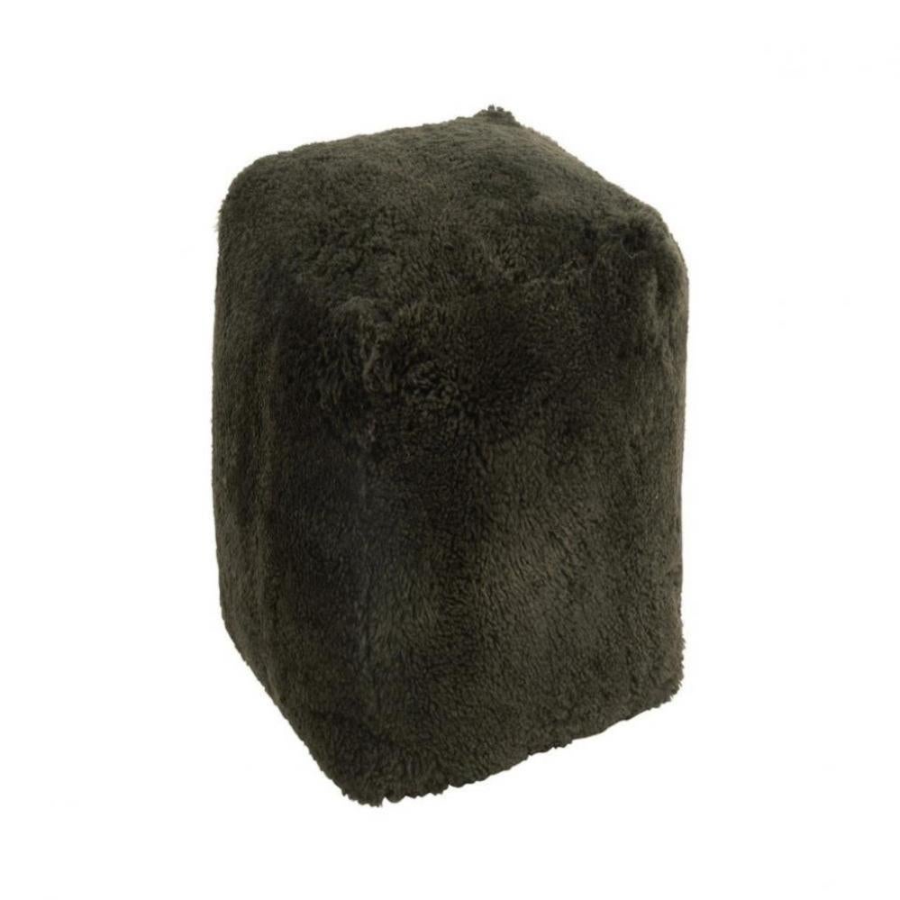 Pouf Carré ROSA Peau de Mouton / Vert foncé | Leroy Merlin