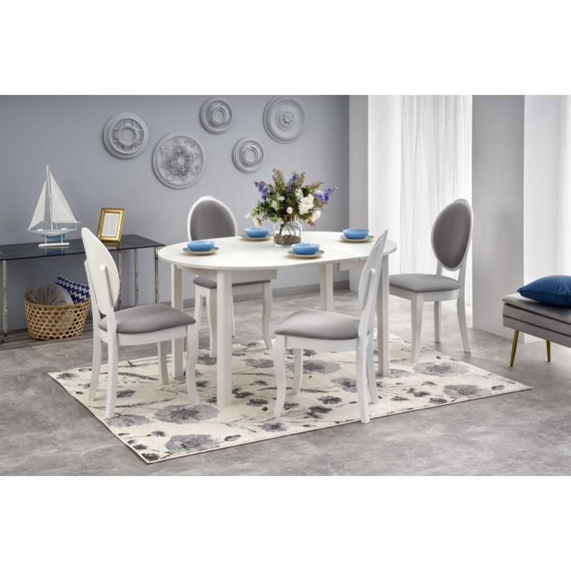 Table à manger extensible ovale 102-142 x 102 x 76 cm - Blanc ...