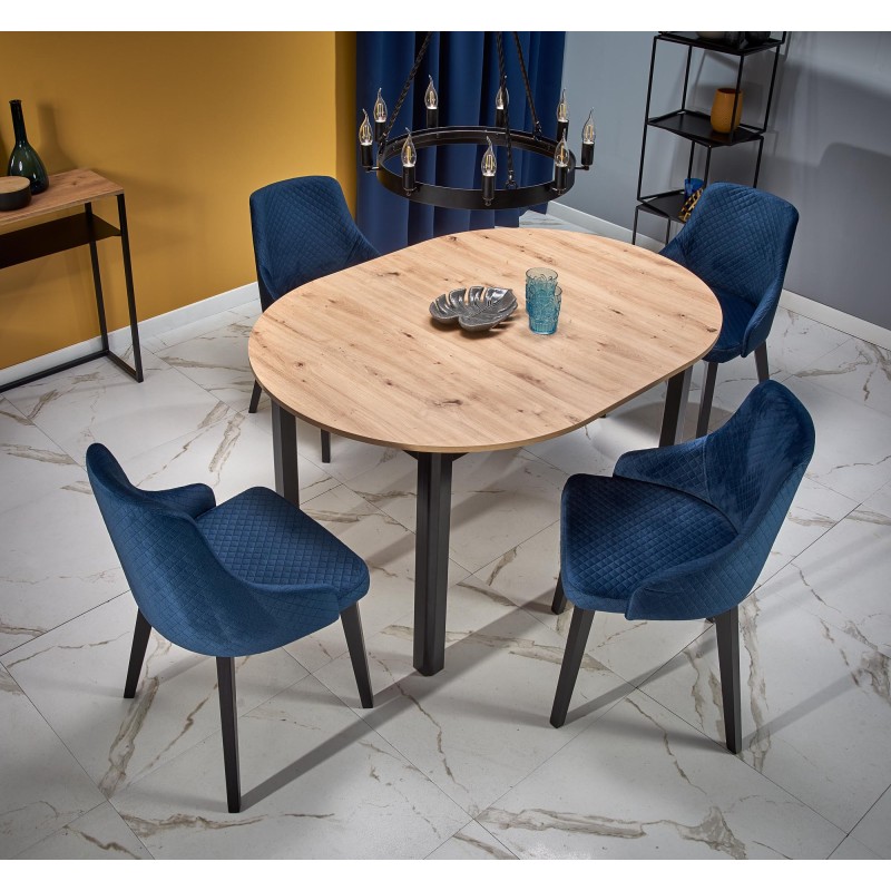 Table à manger extensible ovale 102-142 x 102 x 76 cm - Chêne artisan ...