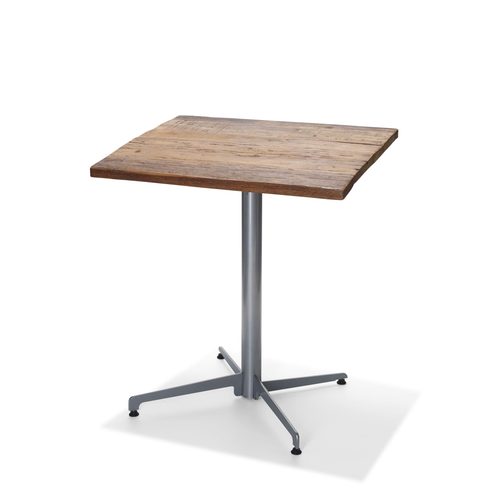 Table Basse X Cross Aluminium 74 cm et Plateau Carré Effet Vieux Bois ...