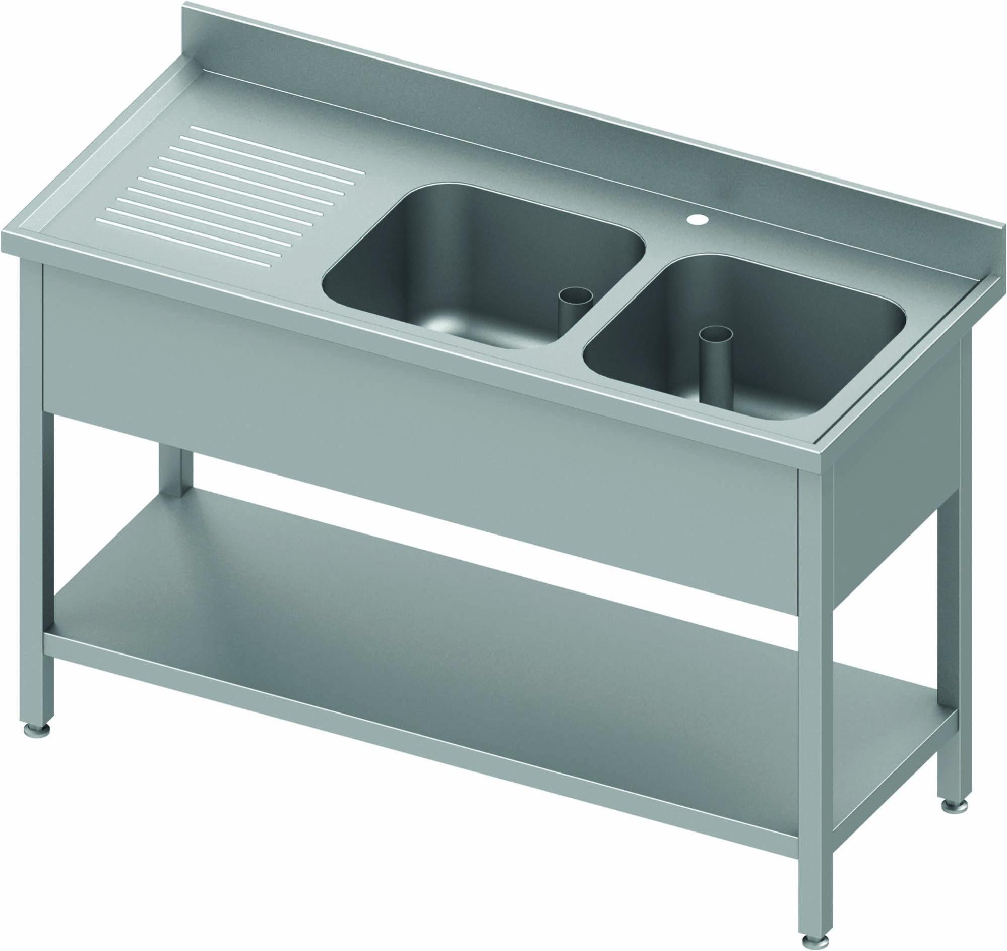 Plonge Inox 2 Cuves Avec Etagère - Egouttoir Gauche ou Droit - Gamme ...