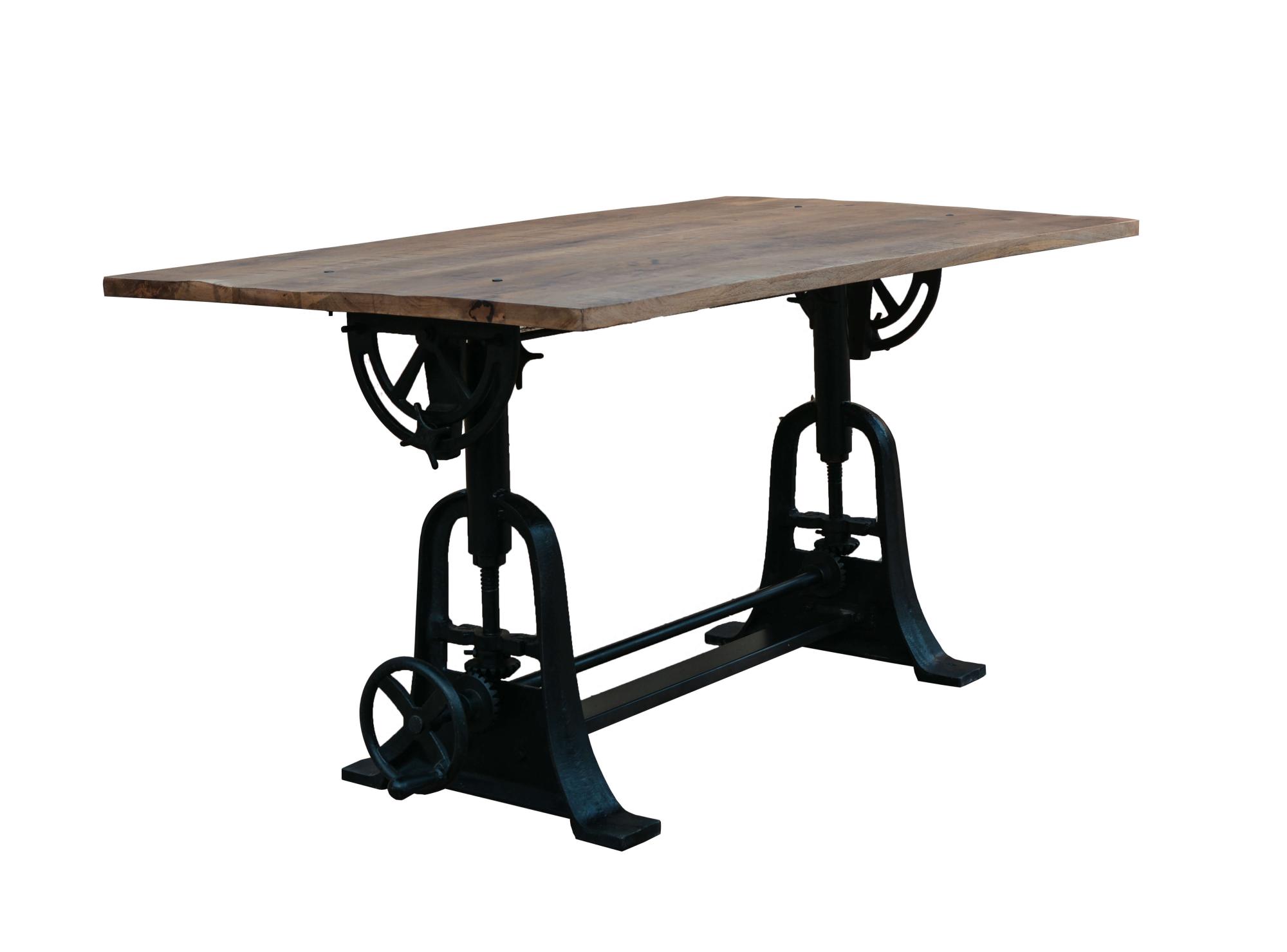 Table à manivelle métal et bois industriel FACTORY | Leroy Merlin