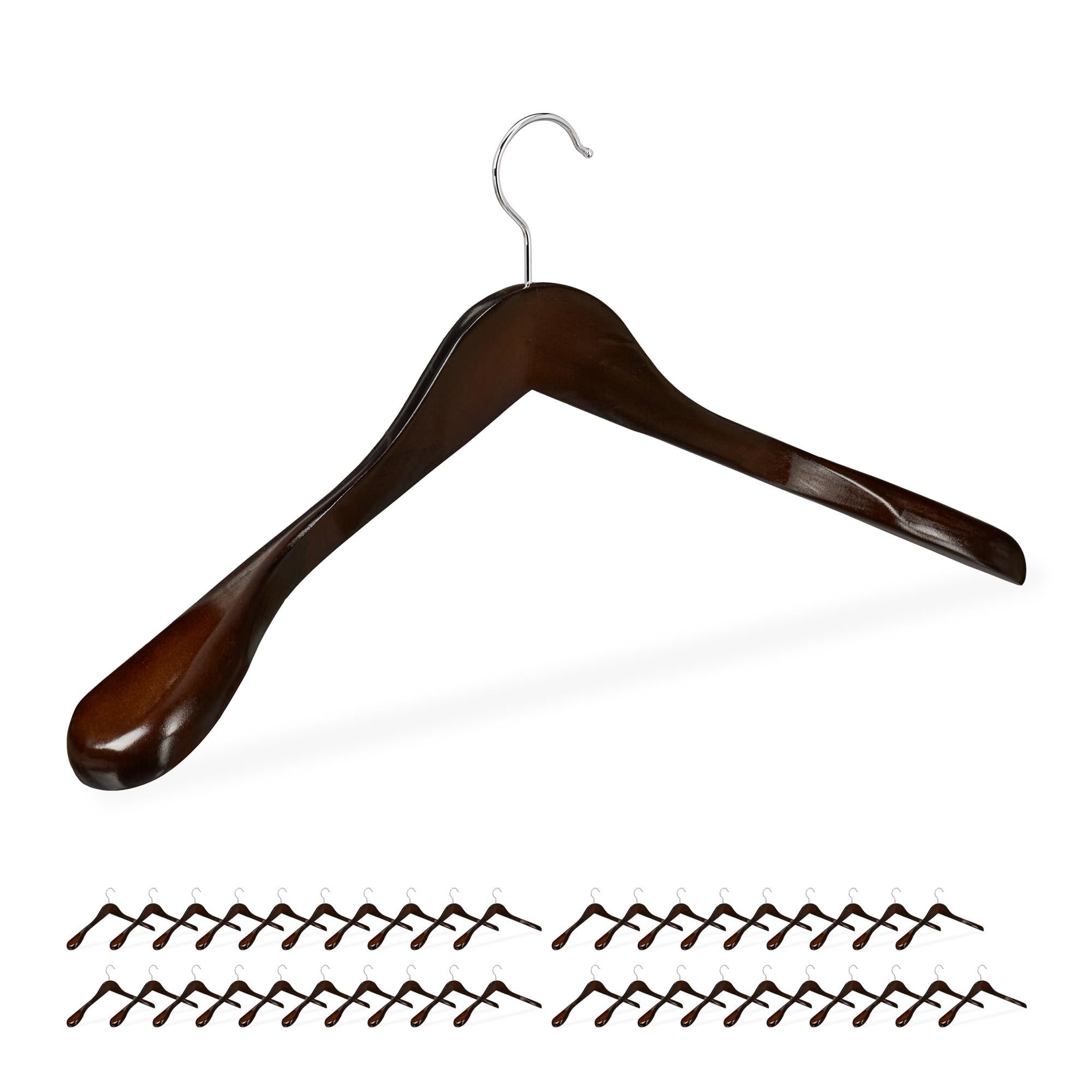 40x Grucce Appendiabiti in Set, Spalle Larghe, Gancio Girevole a 360°, per Giacche, in Legno ...