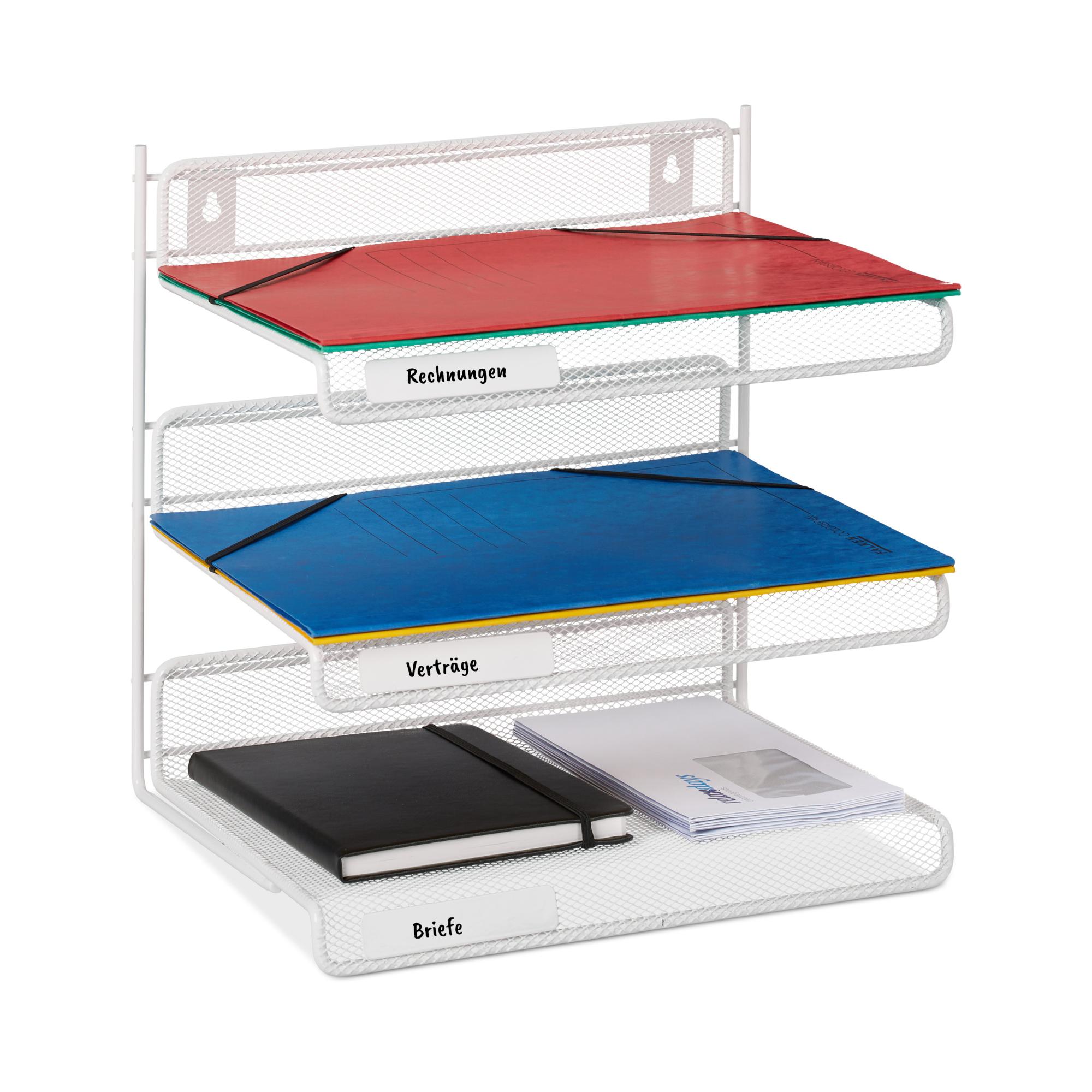 Relaxdays Organizer Portadocumenti in Acciaio, 3 Vaschette ...