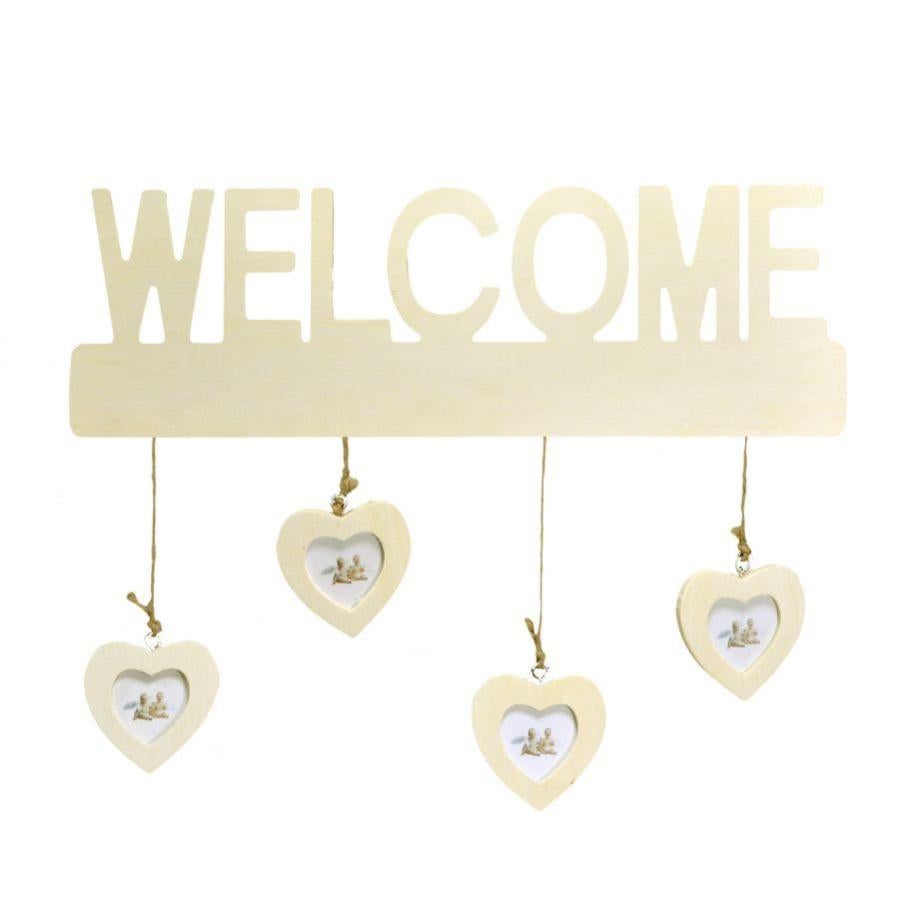 Portafoto muro welcome con cuori multiplo 4p cm40xh35x1 | Leroy Merlin