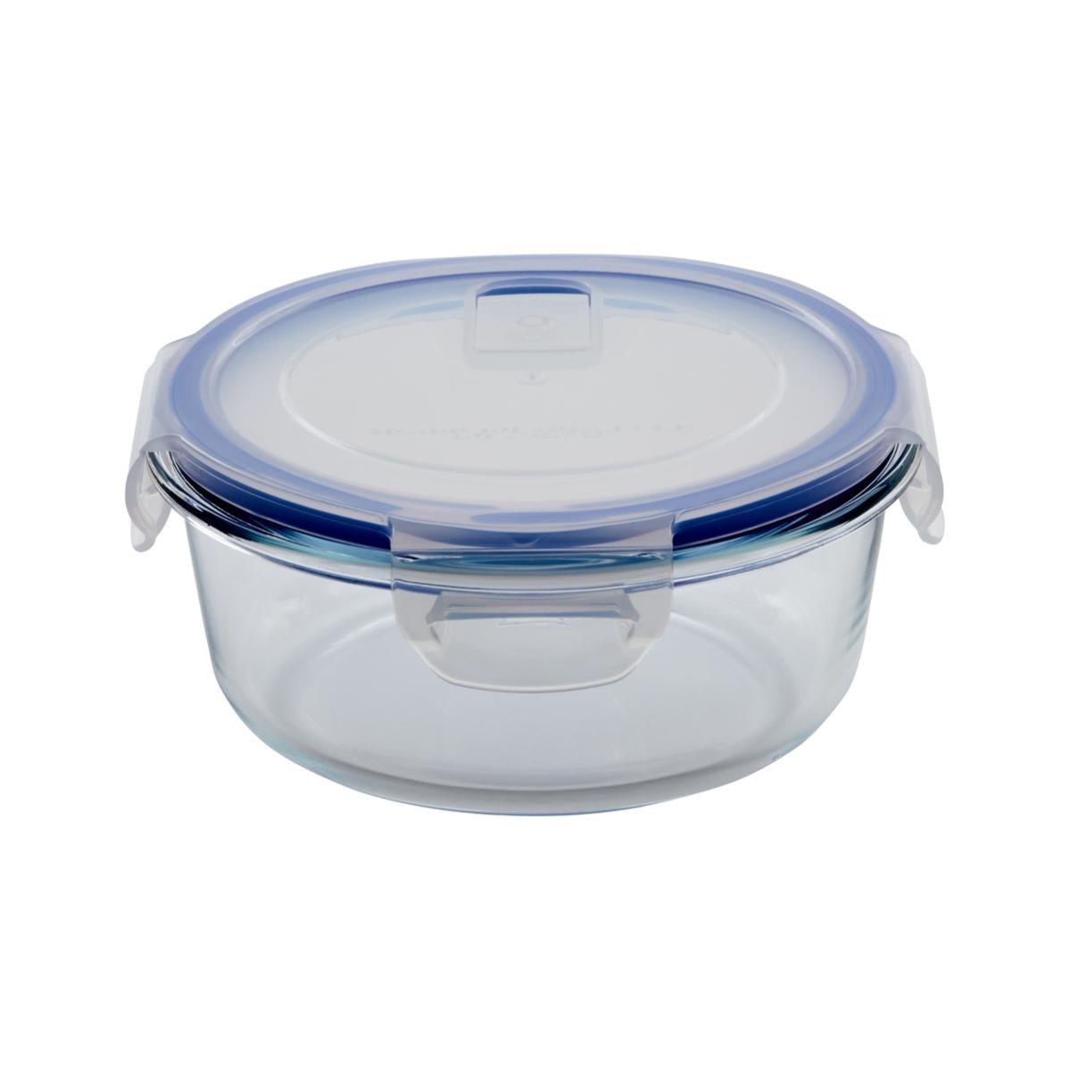 Boîte verre couvercle clips bleus et clapet M rond 650ml | Leroy Merlin