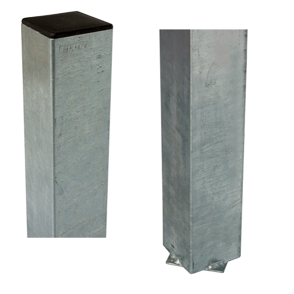 Poteau carré en acier 8x8cm à sceller dans le béton - 8x8x186cm | Leroy ...