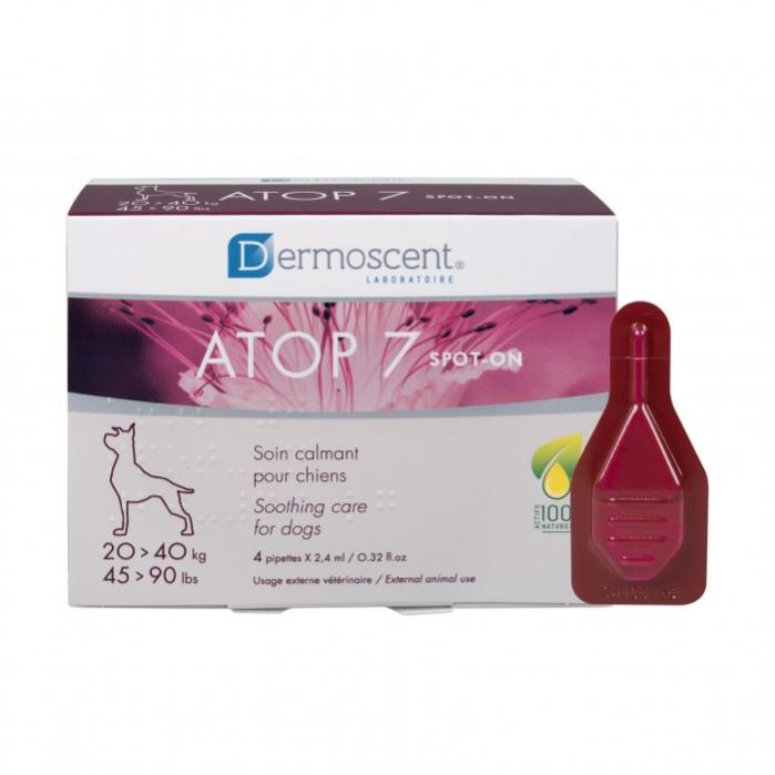 DERMOSCENT ATOP 7 SPOT-ON pour chien et chat 4 pipettes 20 - 40kg ...