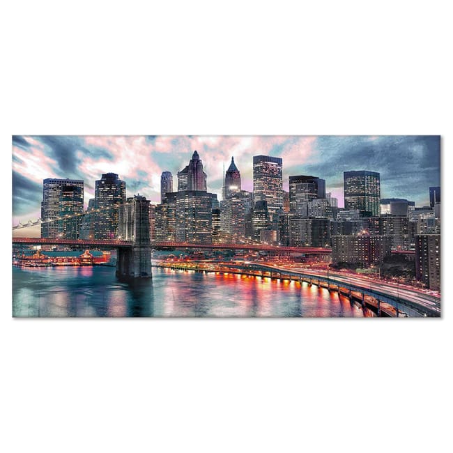 Quadro moderno Stampa su Tela CANVAS WORLD 52x122 cm BRIDGE AT NIGHT ... Quadro moderno Stampa su Tela CANVAS WORLD 52x122 cm BRIDGE AT NIGHT ...