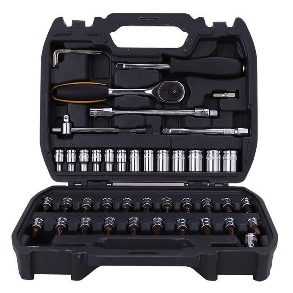 COFFRET JEU CLES 1/4 DOUILLES DE 4 A 14, CLIQUET, CARDAN, EMBOUTS TORX ...