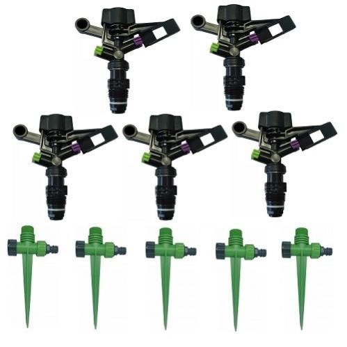 Pack de 5 aspersores de riego circular 1/2" más 5 pinchos porta ...