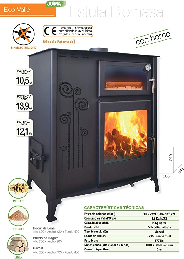 Estufa Policombustible Con Horno Joima Modelo Eco Valle | Leroy Merlin