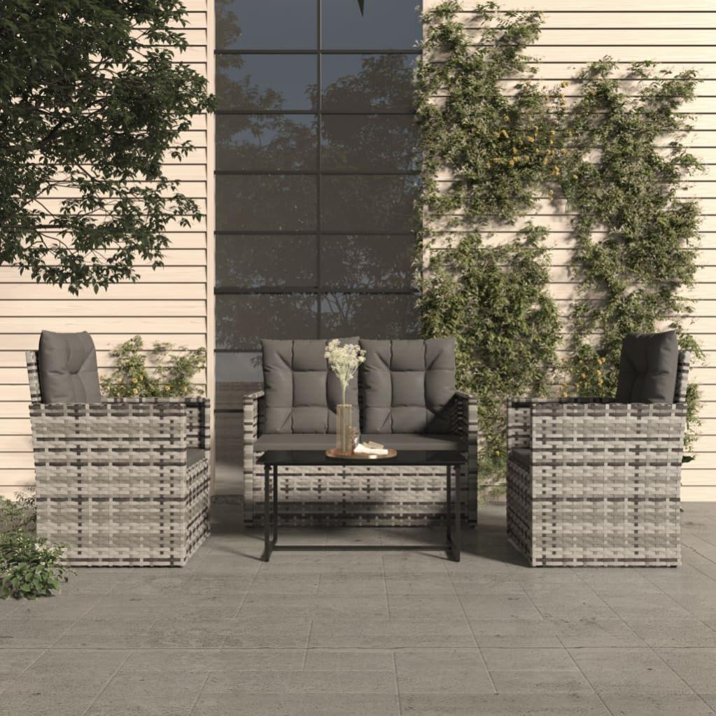 VidaXL Set Divani da Esterno 4 pz con Cuscini in Polyrattan Grigio ...
