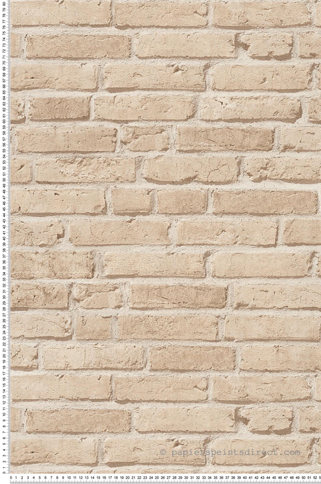 Papel pintado pared de ladrillos beige arena - 53 cm x 10,05 m - A.S ...