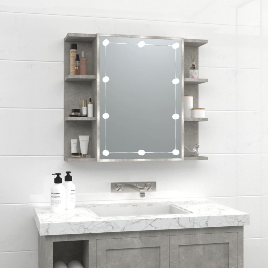 VidaXL Mobile a Specchio con LED Grigio Cemento 70x16,5x60 cm | Leroy ...