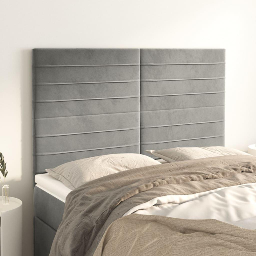 VidaXL Testiere 4 pz Grigio Chiaro 72x5x78/88 cm in Velluto | Leroy Merlin